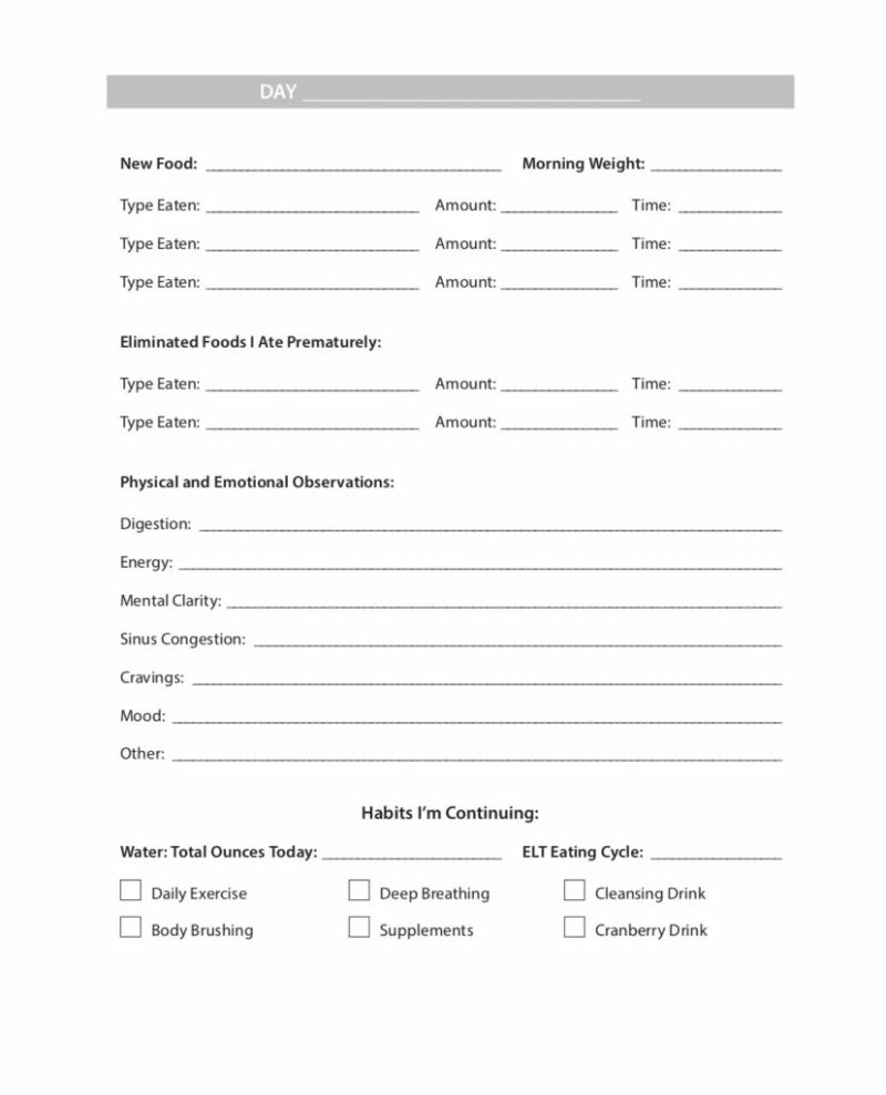 Worksheets – Eat Live Thrive Diet